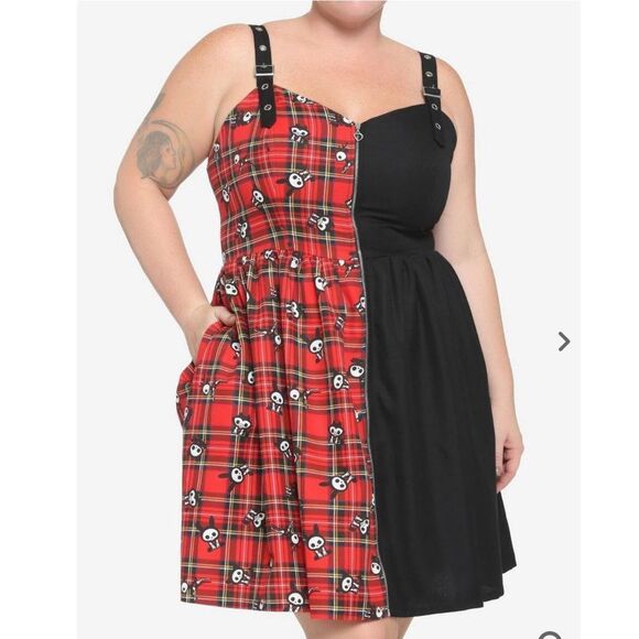 Hot Topic | Dresses | Hottopic Skelanimals Plaid Split Dress Plus Size ...